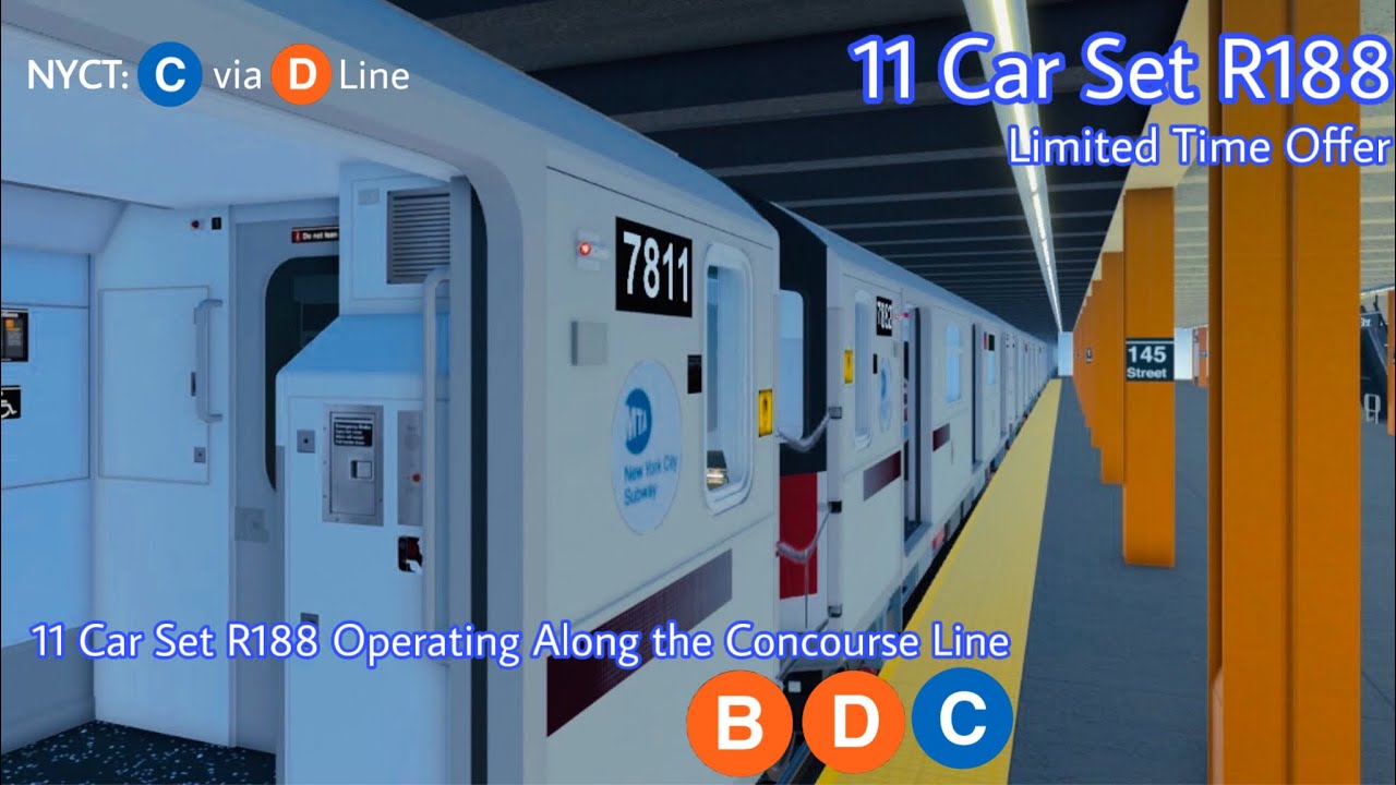 NYCT: C via D Line | New 11-Car R188 Set Action on the Concourse (B)D ...