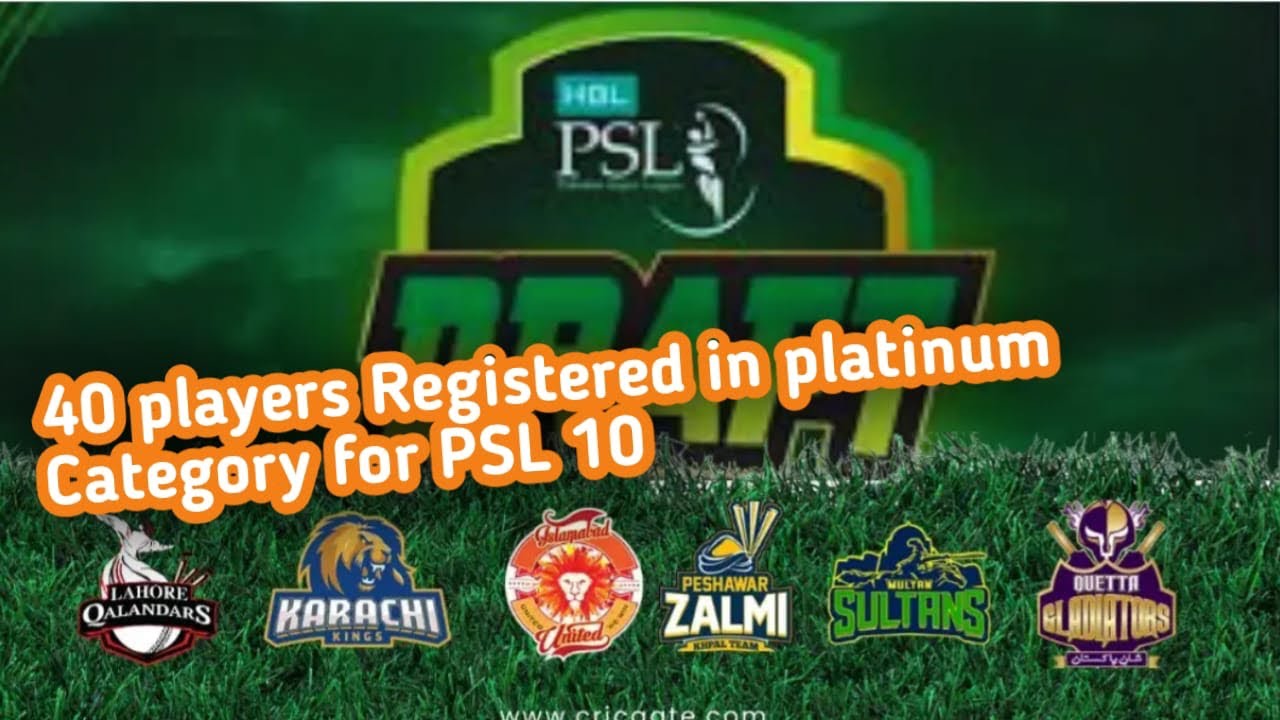 Total 40 players registered in platinum Category for psl 10 draft 2025 ...
