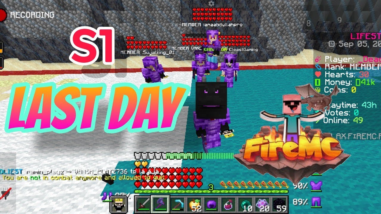 Last Day in FireMC S1 😔😔 @PSD1 @tgpsd1 @GAMER_KING_ARYAN - YouTube