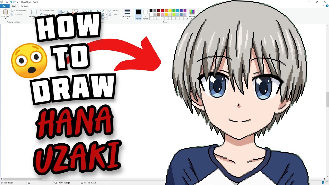 [ANIME GIRL SPEED PAINT] Drawing HANA UZAKI on MS PAINT - YouTube