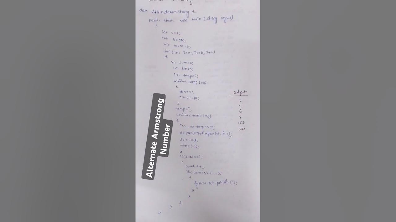 Print Alternate Armstrong Number in a given range #programming #armstrong #java - YouTube