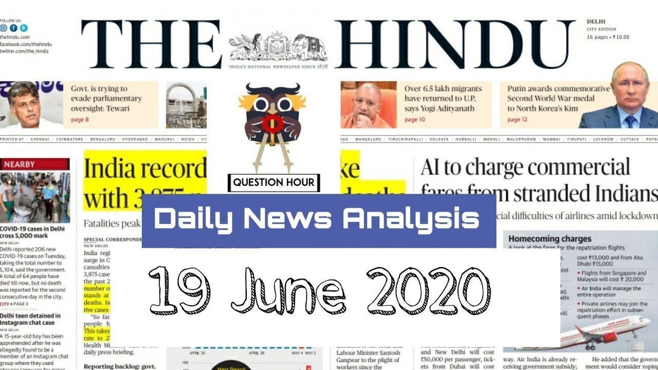 the hindu news |19-June-2020 | The Hindu Newspaper Analysis | Current ...