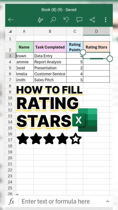 Rating Stars In Excel ⭐ Ytshorts Ytshortsindia Excelshorts