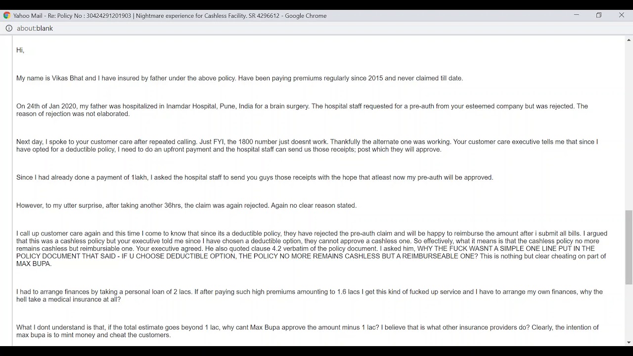 MAX BUPA HEALTH INSURANCE NIGHTMARE EXEPRIENCE - YouTube