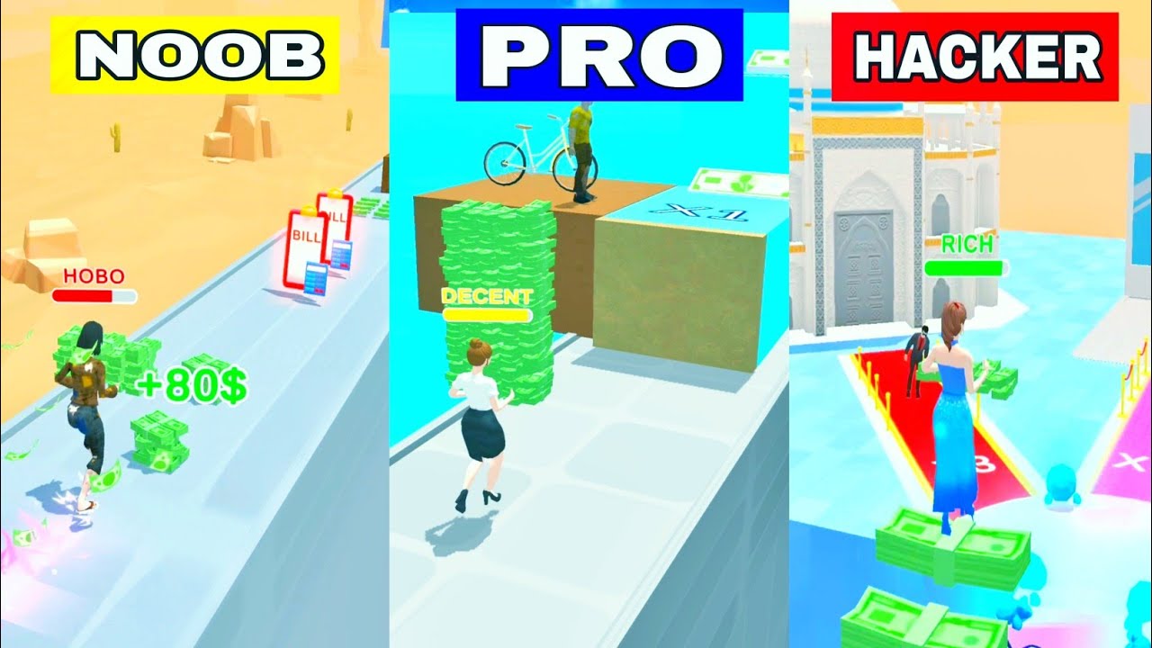 NOOB vs PRO vs HACKER-Money Run 3D - YouTube