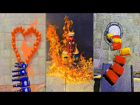 💥🍾Breaking Glass Bottle and Balloon Drops -2 | ⚠️Crushing crunchy and soft things 