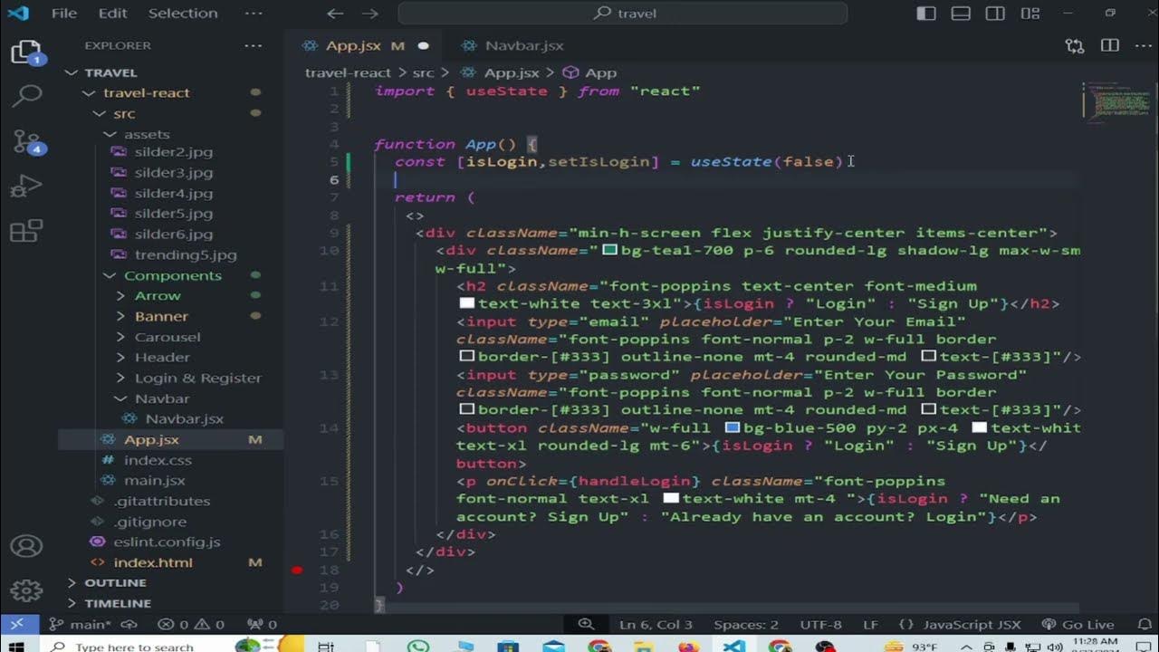 Build a Modern Login & Signup Page in React with Tailwind CSS - YouTube