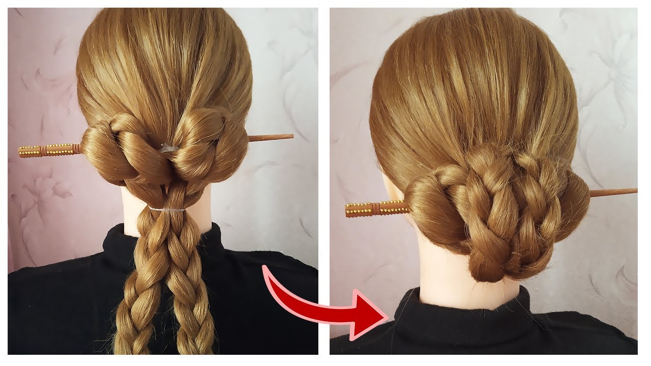 Super Easy Bun Hairstyle with Chopsticks ️ Hair Tutorial for Beginners ...