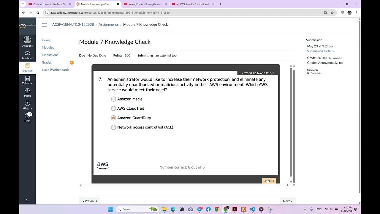 Module 7 Knowledge Check | Responding to and Managing an Incident | AWS Cloud Security ...