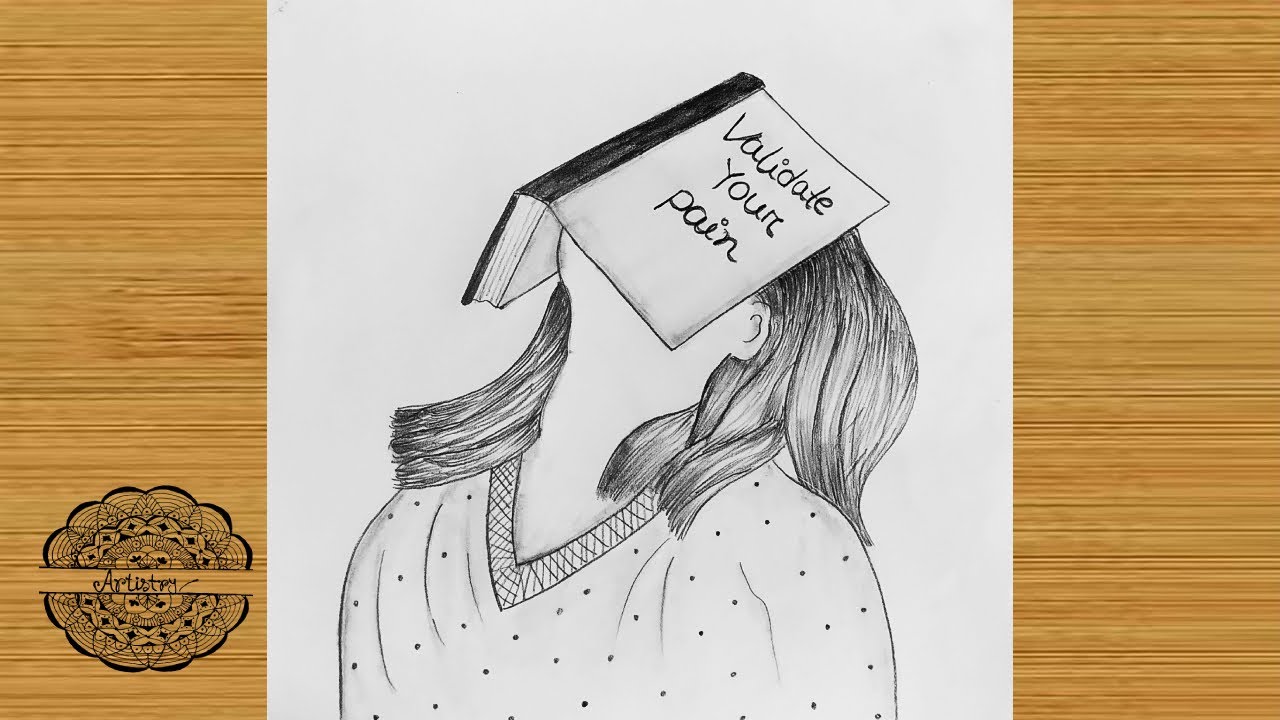 How to Draw a Sad Girl hiding her face by book - Pencil sketch | A Sad ...