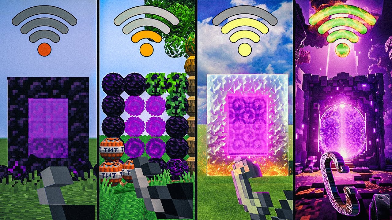 different dimensions nether portal WI-Fi in Minecraft be like - YouTube