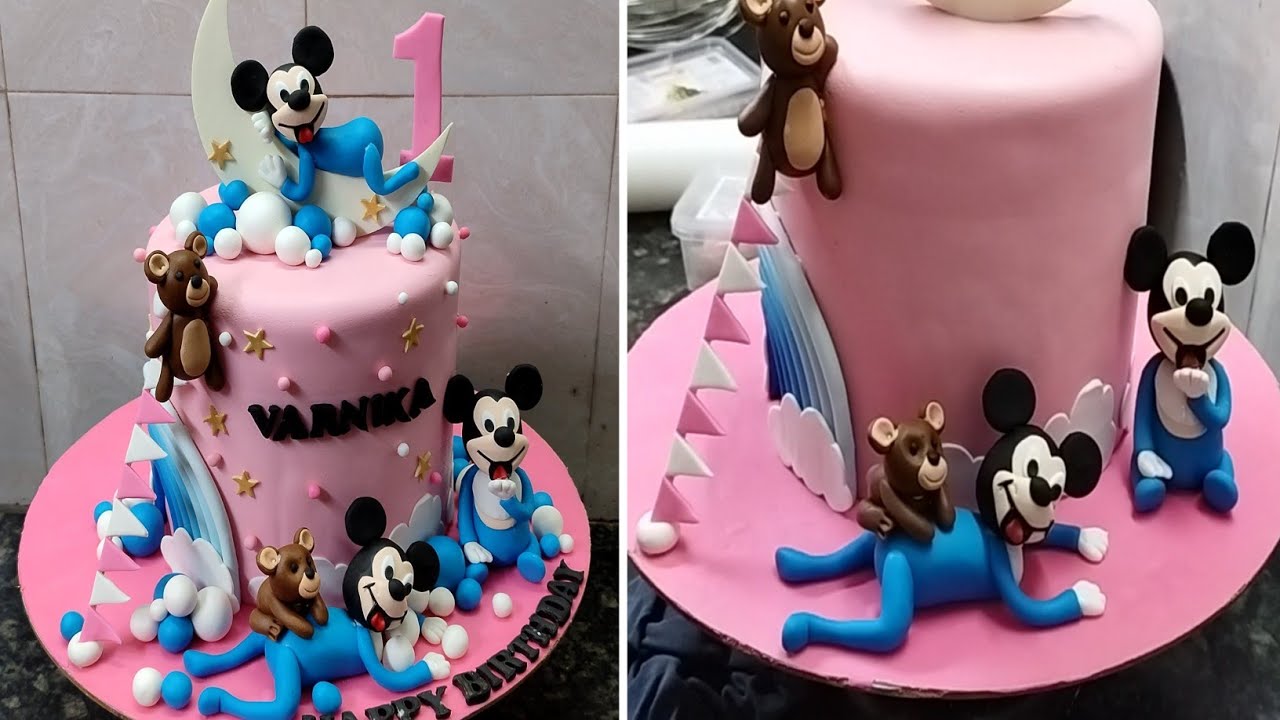 Pineapple Fondant Cake Recipe with Micky Mouse Design |Amazing Micky ...