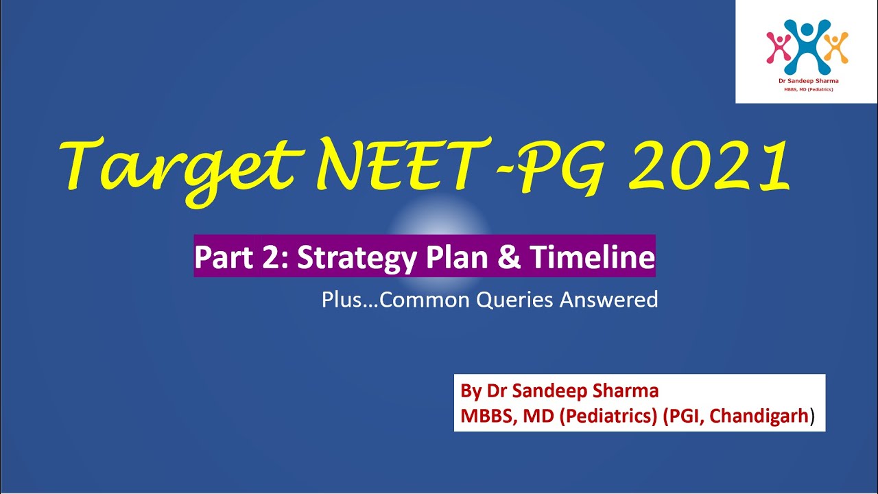 Target NEET-PG 2021: Part 2 Video on Strategy Plan And Timeline ...