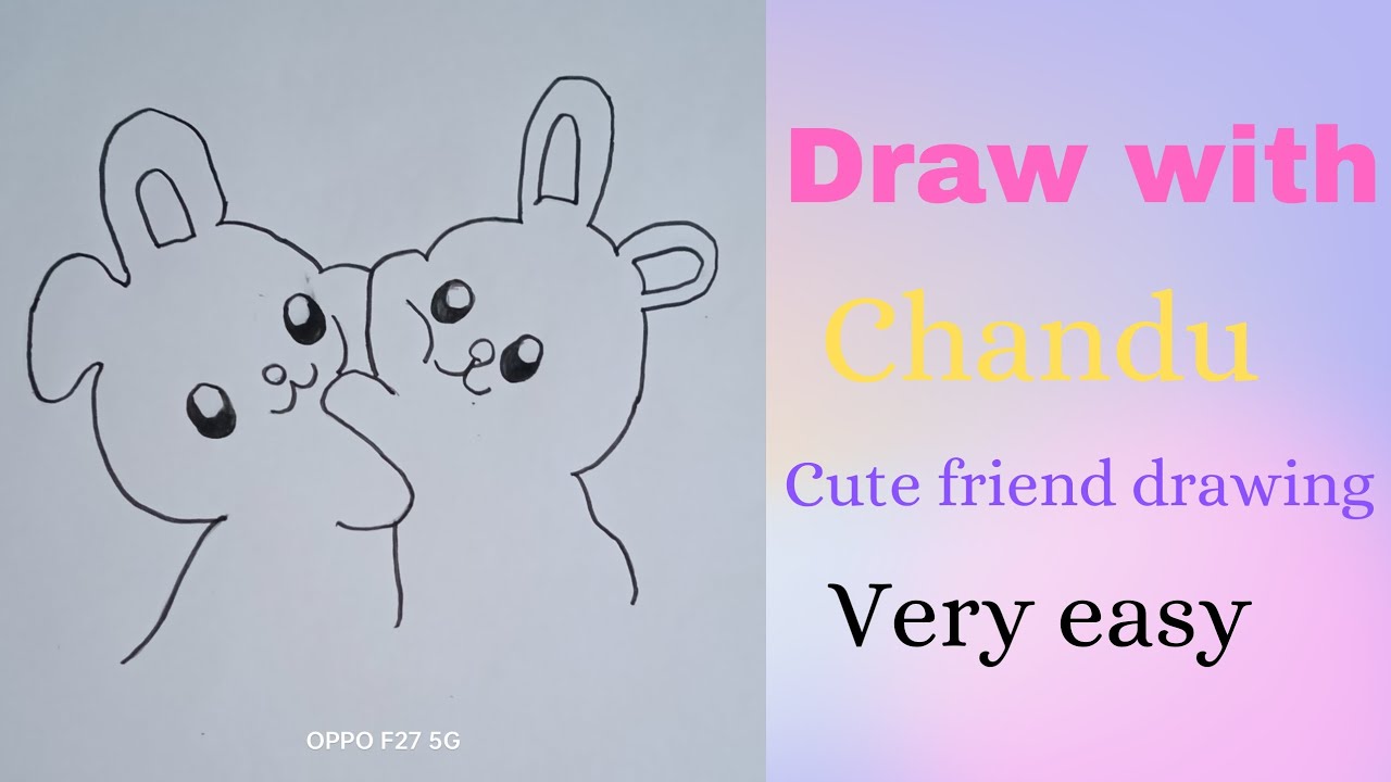 how to draw cute friends drawing so easy and cute 😊 ️ ️🤍♥️ - YouTube