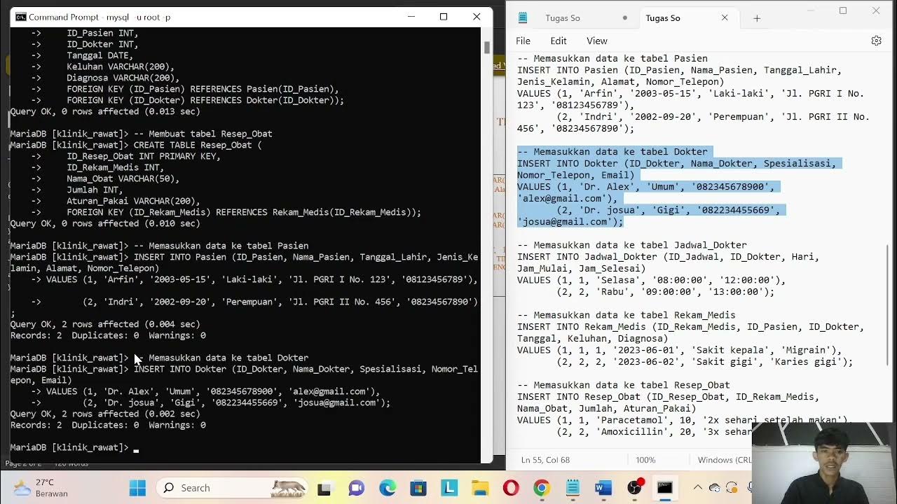 Tugas uas projek sistem basis data Cara membuat vidio database klinik rawat jalan mengunakan ...