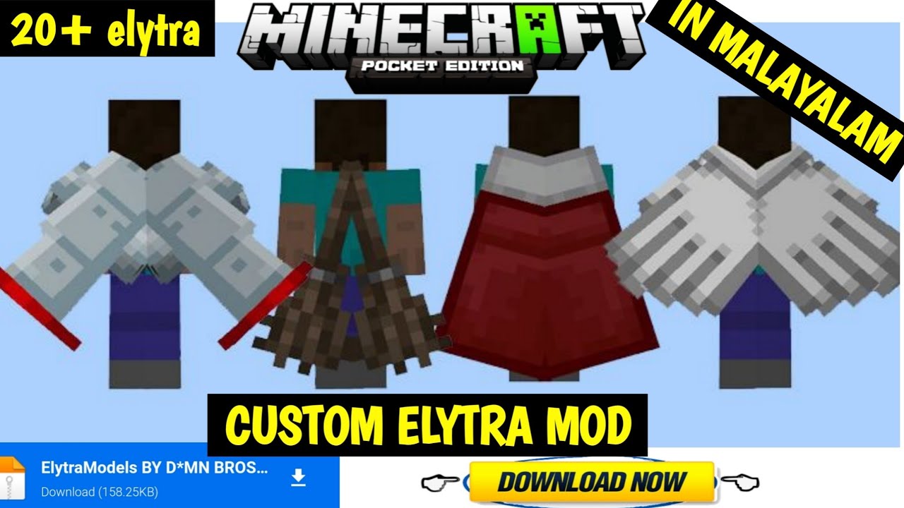 HOW TO DOWNLOAD CUSTOM ELYTRA MOD IN MINECRAFT PE (BEDROCK) || IN ...