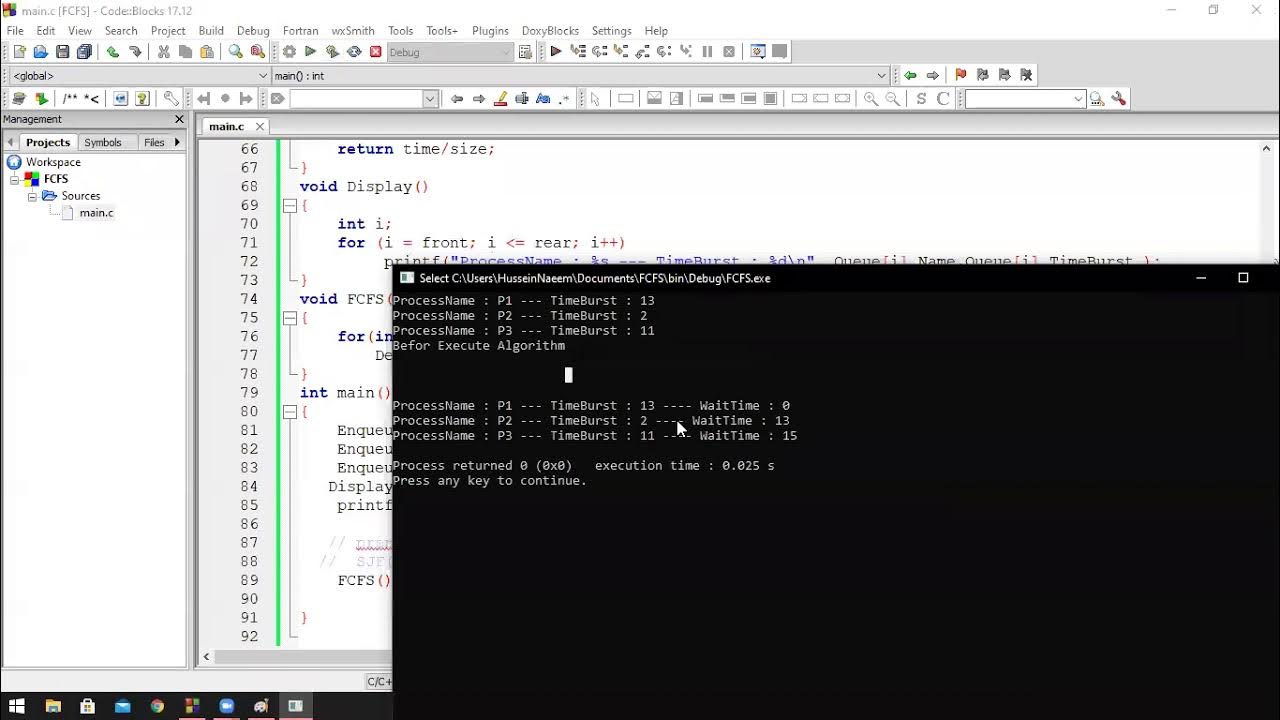 Operating Systems Algorithms Code Fcfs And Sjf Youtube