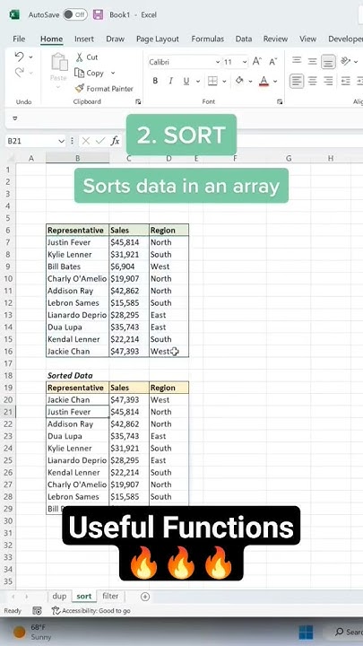 Useful Functions #dashboard #advanceexcel #exceltips #exceltrick #basicexcel #unique #sort # ...