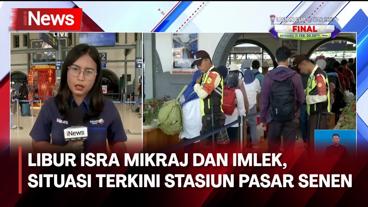 Libur Isra Mikraj dan Imlek, Stasiun Pasar Senen Ramai Penumpang - YouTube