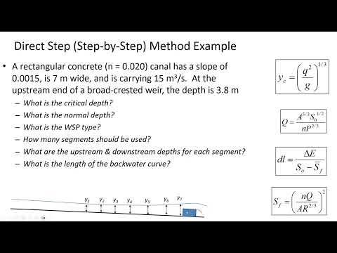 Direct Step (Step-by-Step) Method for GVF & Water Surface Profiles - CE 331, Class 36 (10 Apr ...