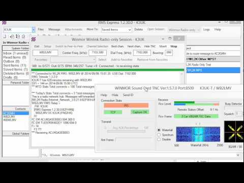 Winmor in use via RMS EXpress in Radio Only mode - YouTube