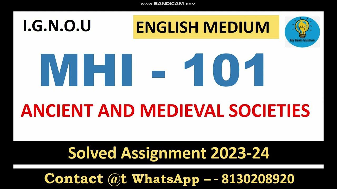 MHI 101 SOLVED ASSIGNMENT 2023 24 | ANCIENT AND MEDIEVAL SOCIETIES | IGNOU - YouTube
