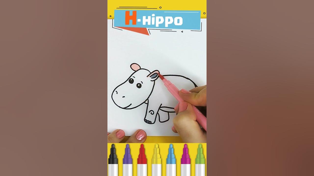 H is for Hippo - Animal Alphabet - Draw and Color | 4YourKids - YouTube
