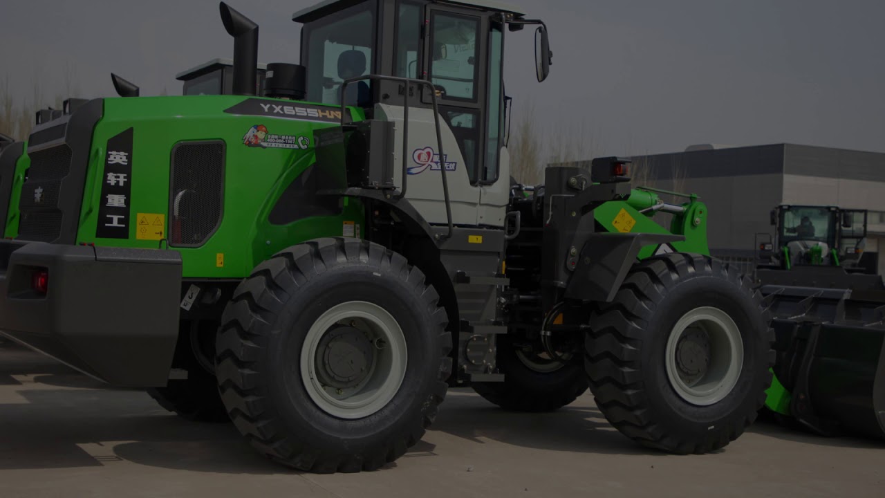 Batch delivery of customized green painting ENSIGN wheel loaders - YouTube