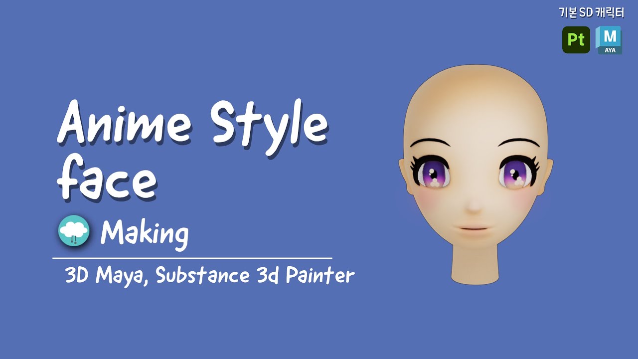 Anime Style face, Speed Modeling & Painting, 3D Maya, Substance 3d ...