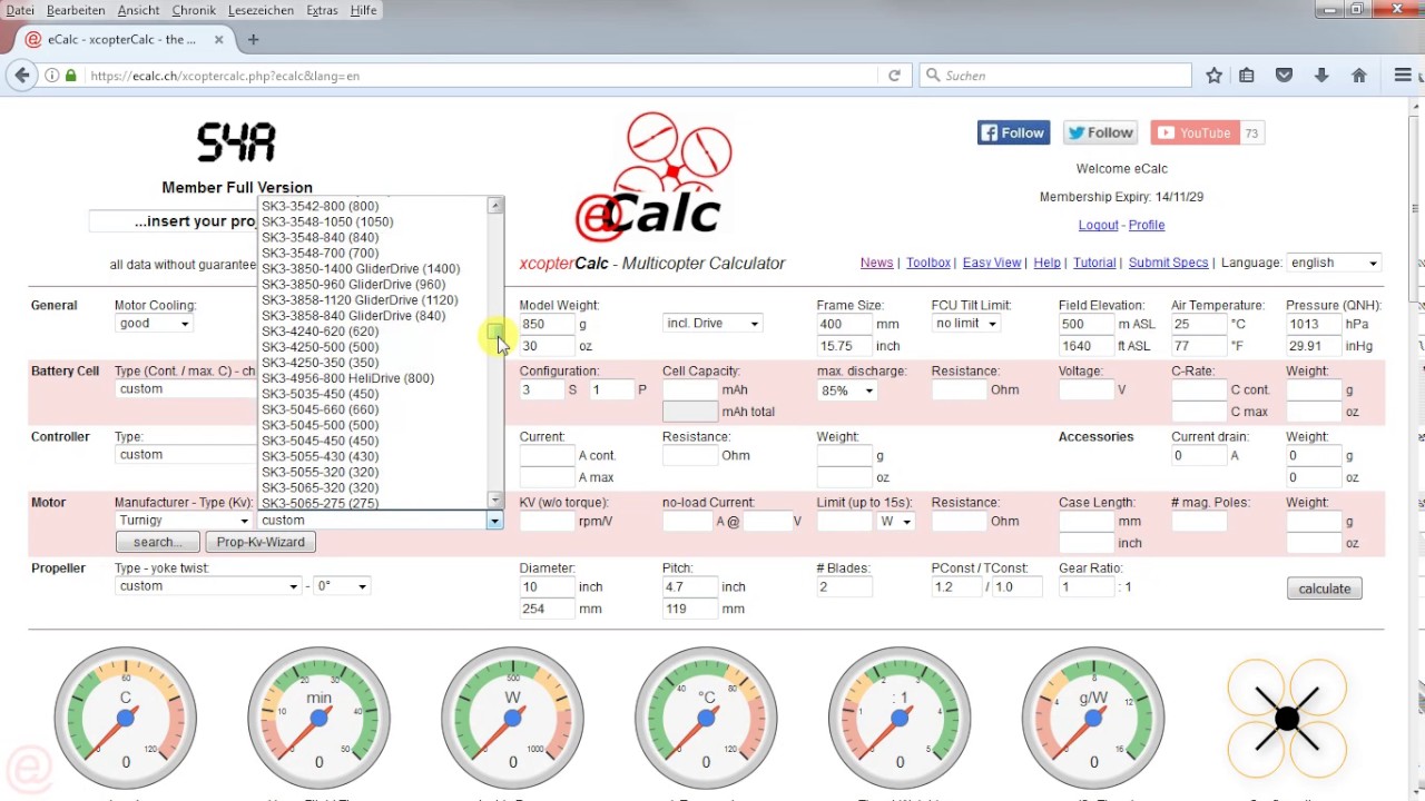 eCalc - Structure of Motor Drop Down List - YouTube