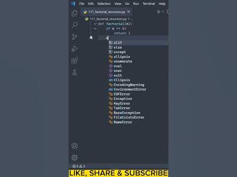 Calculate Factorial Using Recursion #shorts #python #shortvideo - Youtube