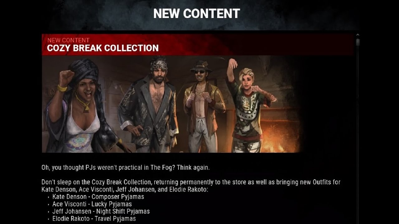 Dead by Daylight review New outfits COZY BREAK COLLECTION - YouTube