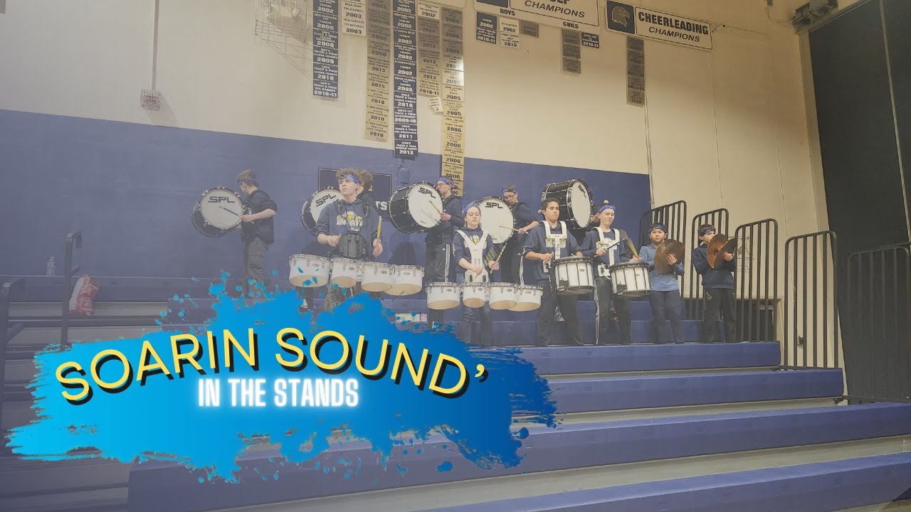 Cedar Park Soarin' Sound Drumline In the stands - YouTube