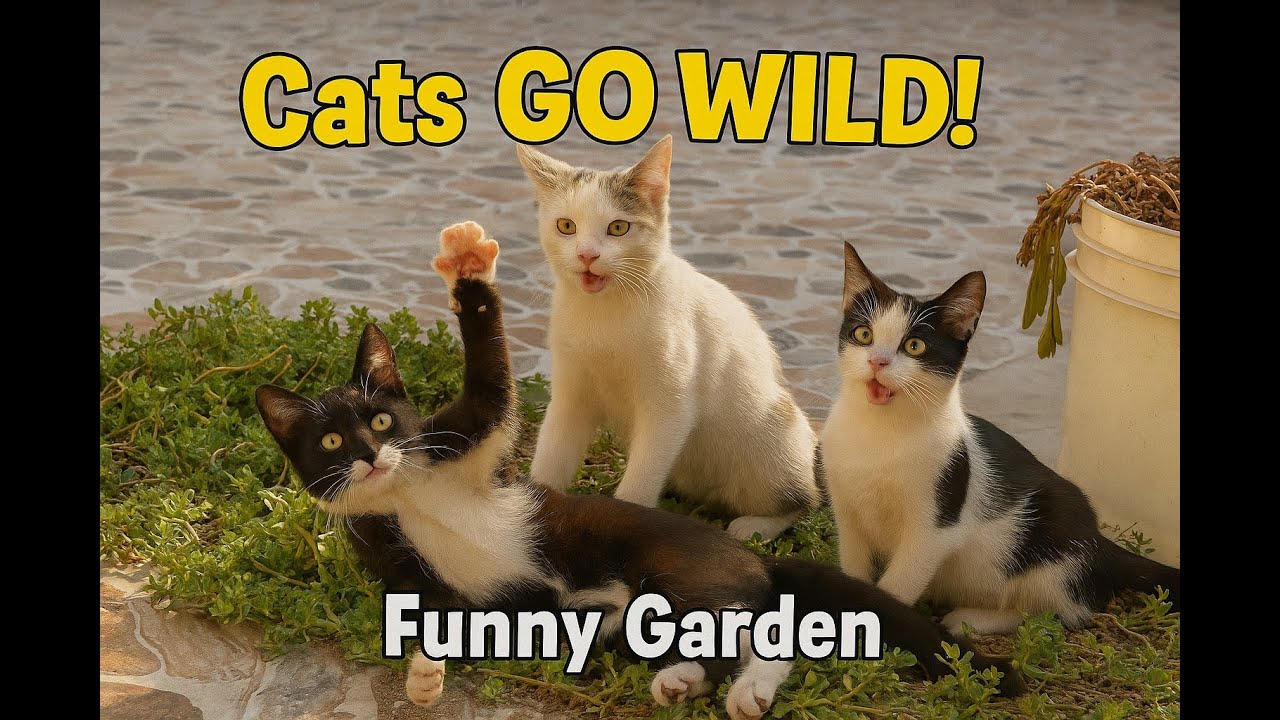 Cats GO WILD! Funny Garden - YouTube