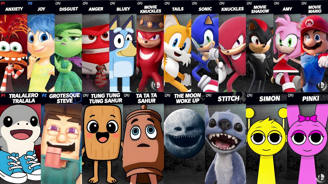Sonic vs Mario vs Yoshi vs Italian Brainrot vs Stitch vs Sprunki vs ...