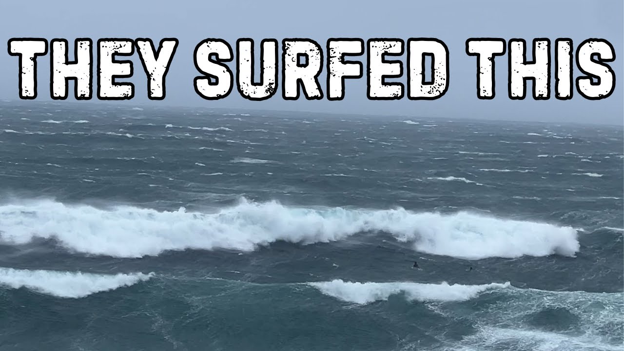 POW RAW: 2 SURFERS TAKE ON MASSIVE WINDY BRONTE - YouTube