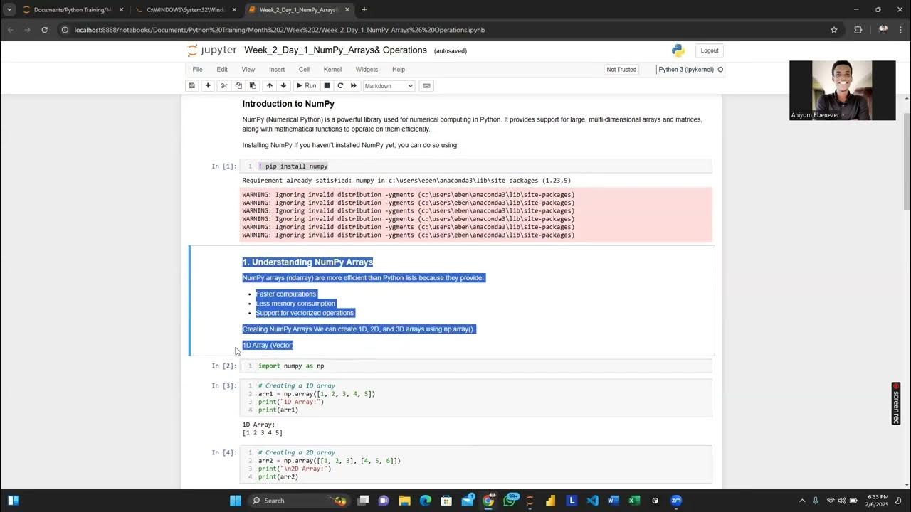 Week 2 Day 1 NumPy Arrays& Operations - YouTube