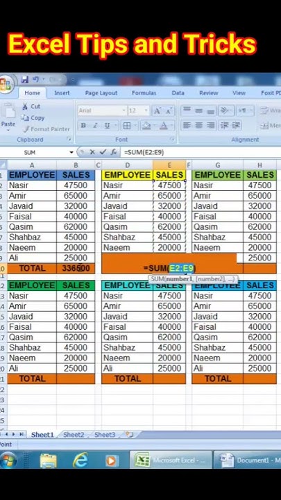 MS Excel Tips and Tricks || Auto Sum - YouTube