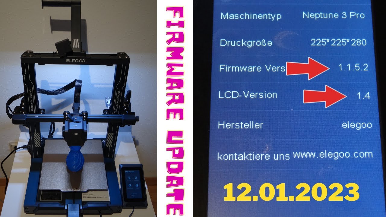 Elegoo Neptune 3 Pro Firmware Update Board Display Deutsch YouTube