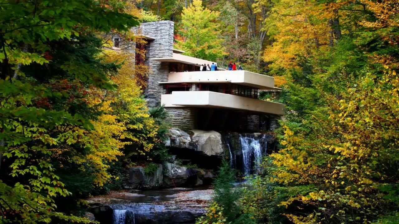 The Falling Water by Frank Lloyd Wright, FreehandSketching on Pen & Ink ...