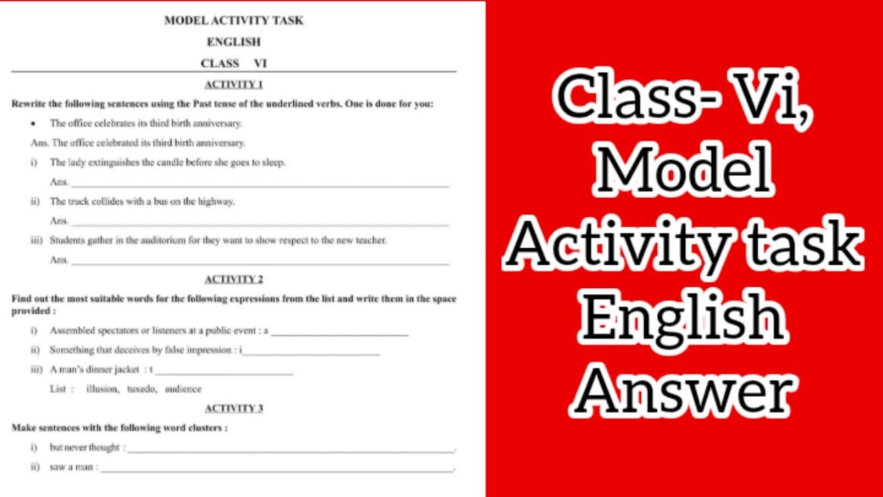 Class 6 Model Activity Task Model English Question Answer - YouTube