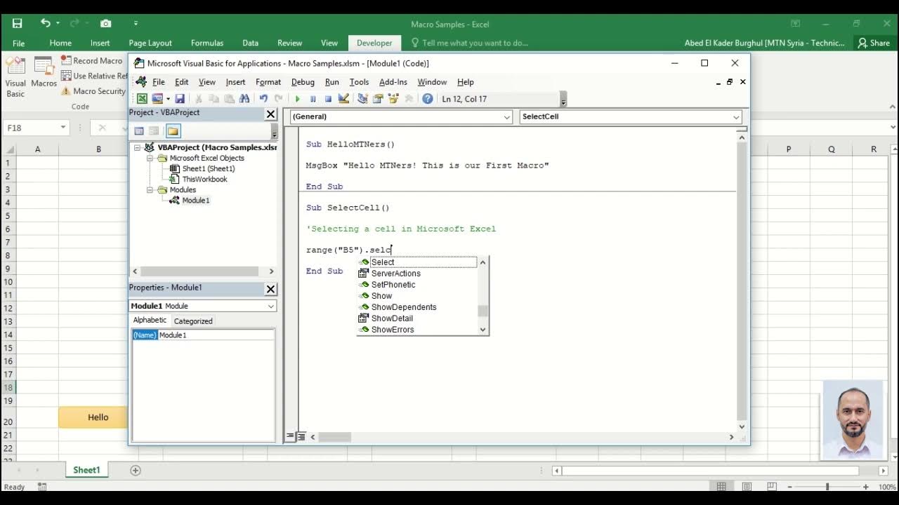 Episode3 Excel Vba Selecting A Cell Youtube