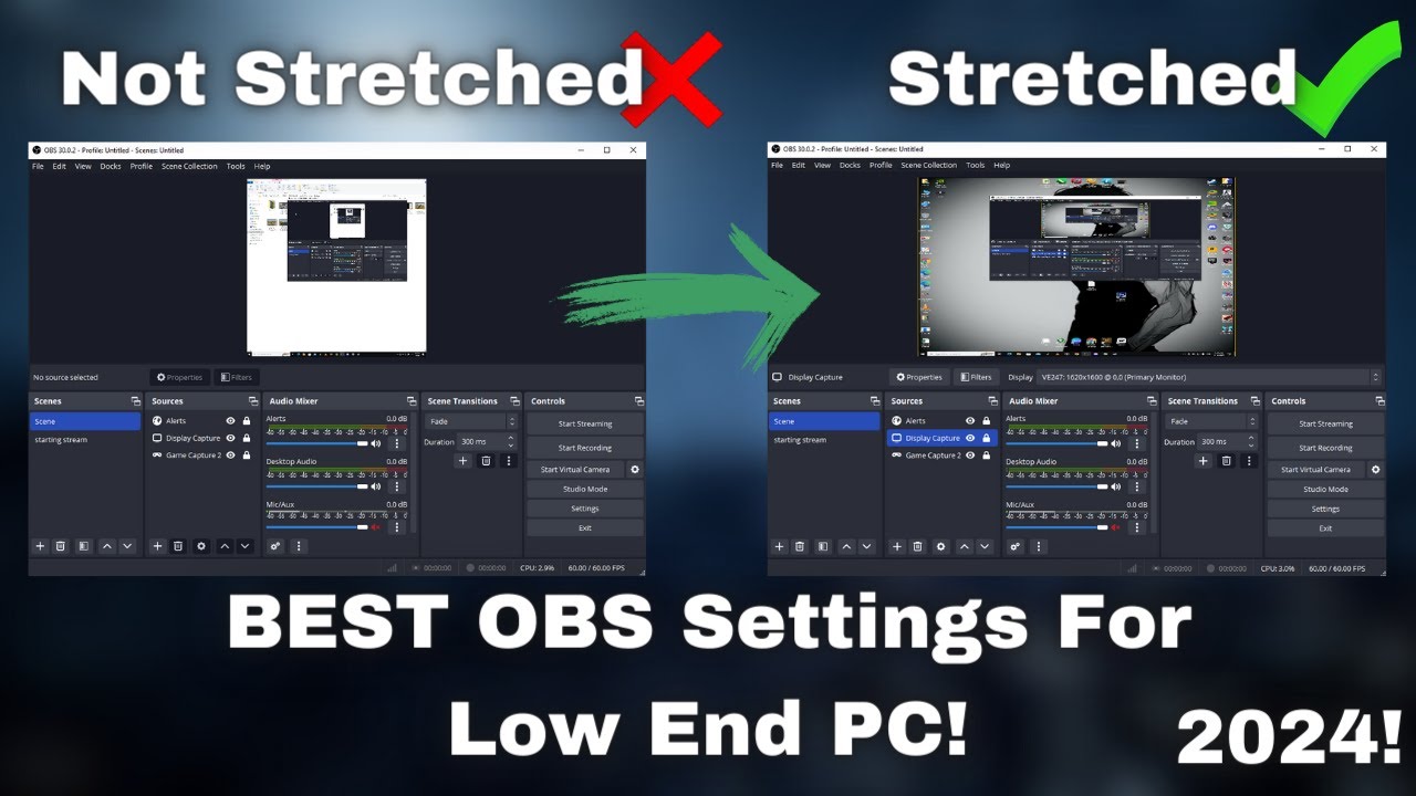 BEST OBS Settings For Low End PC!🔥 *Now Record In Stretch Resolution* ️ ...