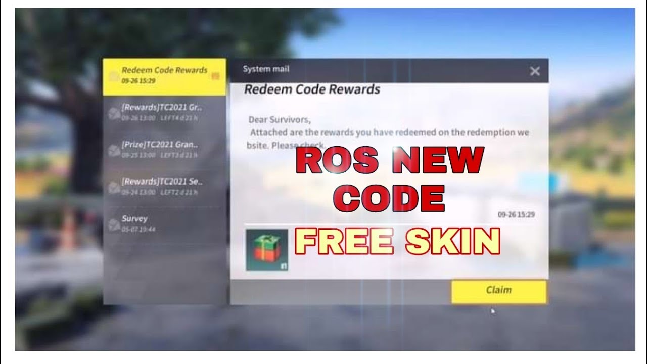 ROS NEW REDEEM CODE SEPTEMBER 26 2021 | TP 2021 | ROS FREE SKIN - YouTube