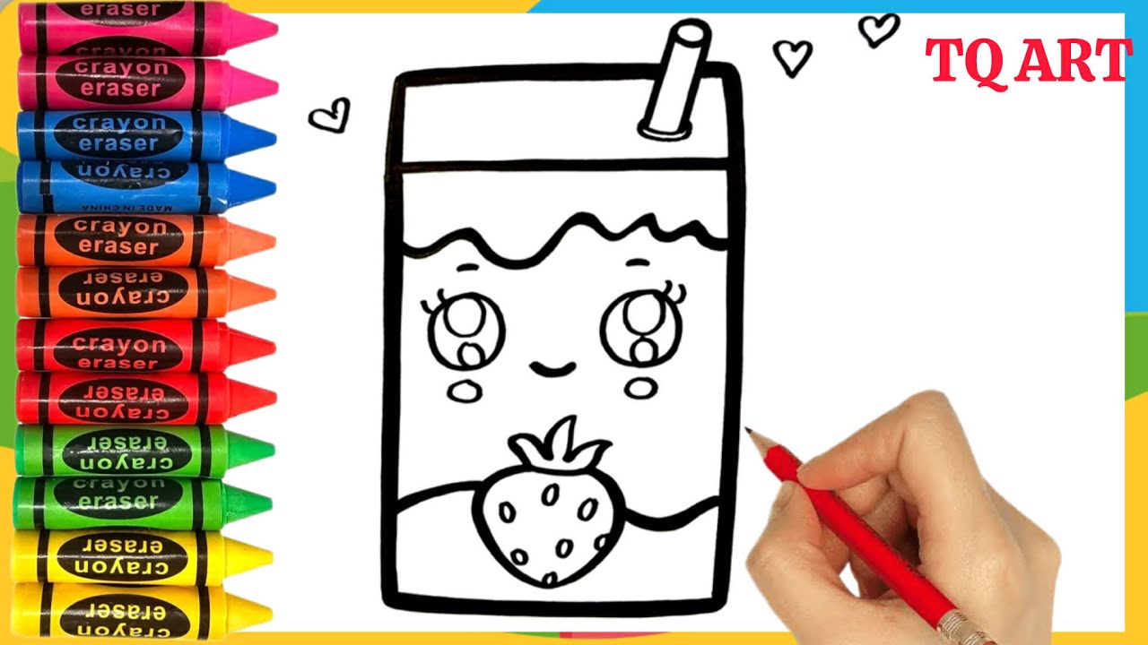 How to Draw a Cute Strawberry Juice Box | Juice Drawing | Drawings For ...