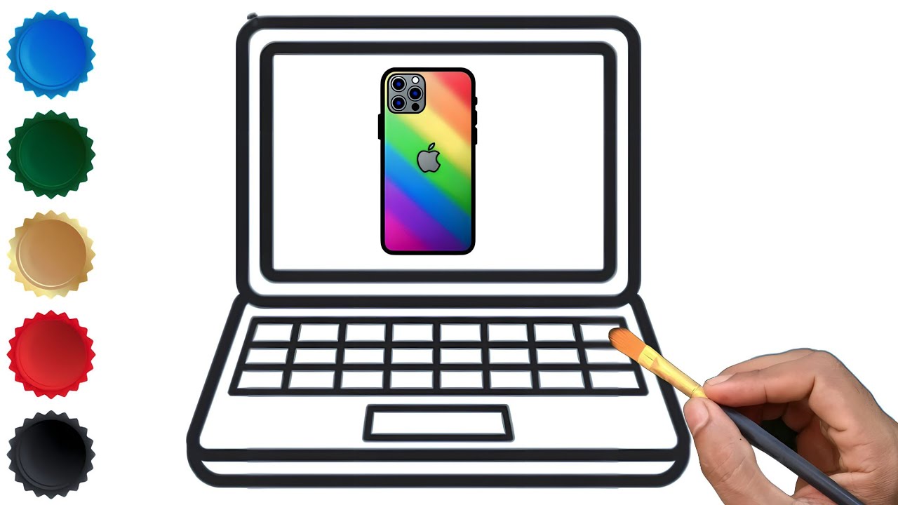 Glitter Leptop and Iphone Drawing, Painting and Coloring for Kids and ...