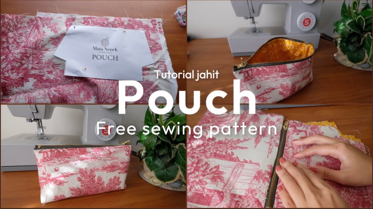 BELAJAR JAHIT - Tutorial Menjahit Pouch (FREE SEWING PATTERN) - YouTube