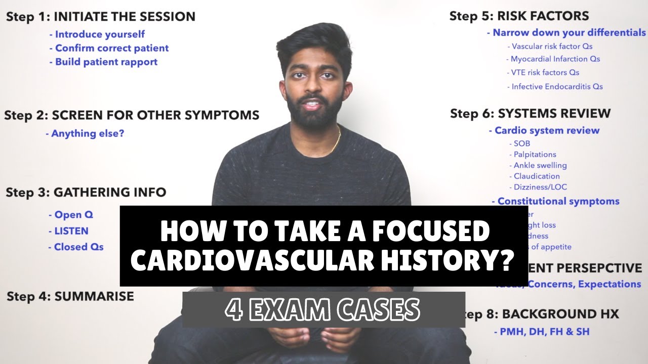 How to take a FOCUSED cardiovascular history? | 4 exam cases - YouTube
