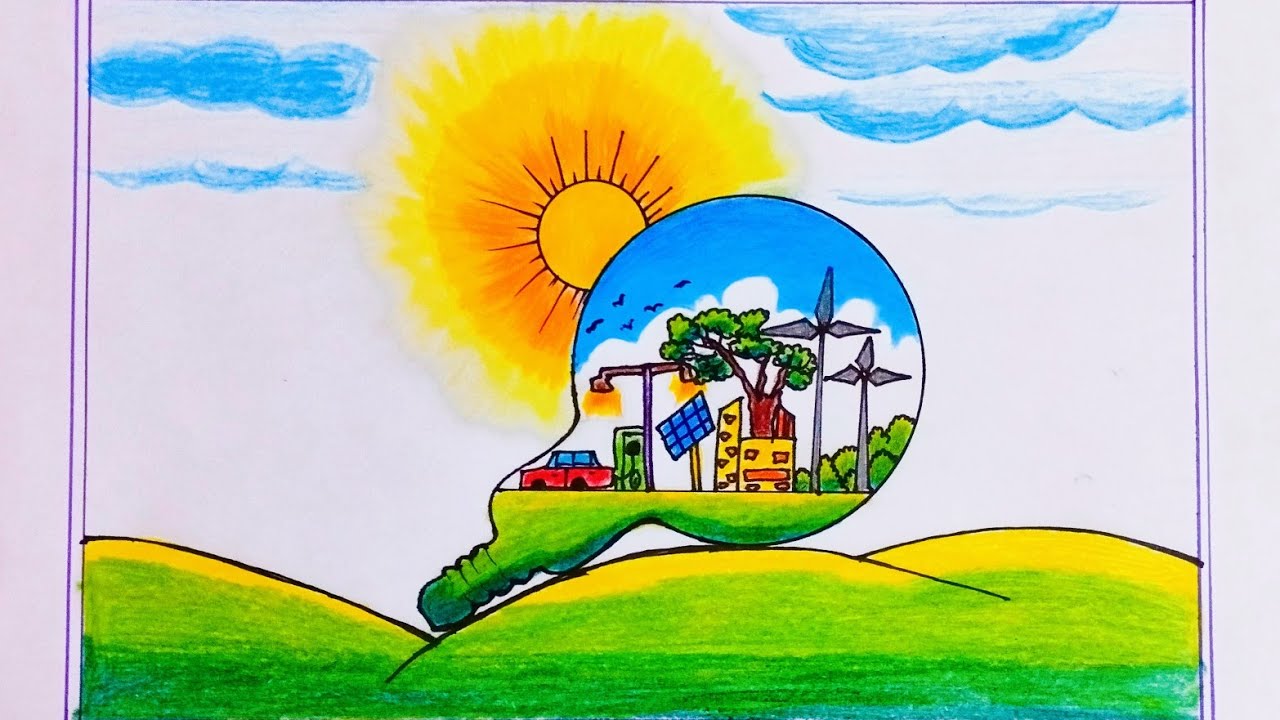 Energy Conservation Day Drawing/Clean Energy Green Energy Drawing ...