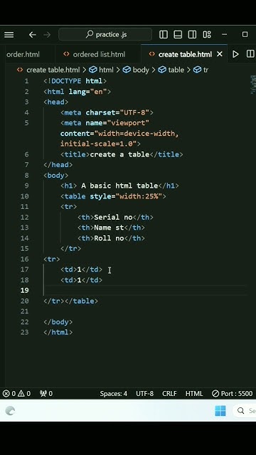 How To Create A Table In Html Htmltables Shorts Html Viral Program Youtube 7293